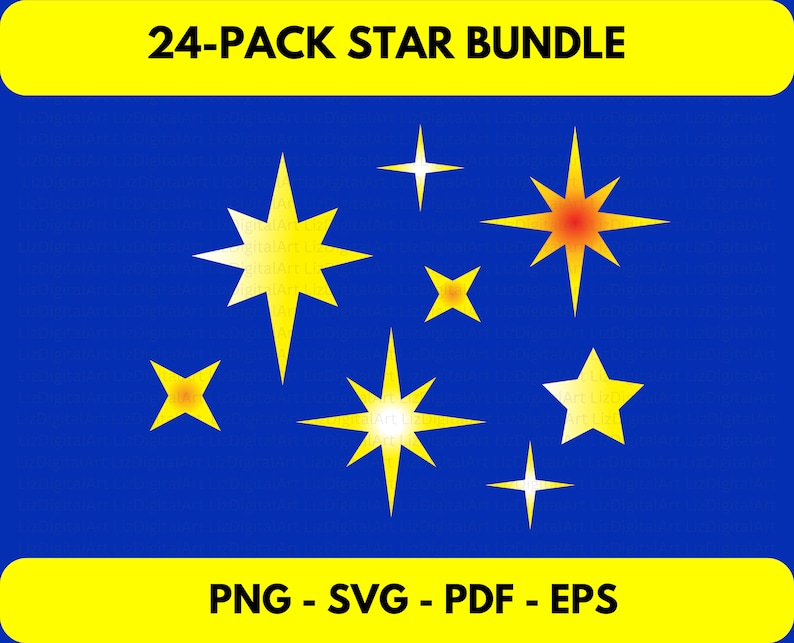 24 Pack Star SVG Bundle, Star of Bethlehem Svg, Nativity Star Svg, Star ...