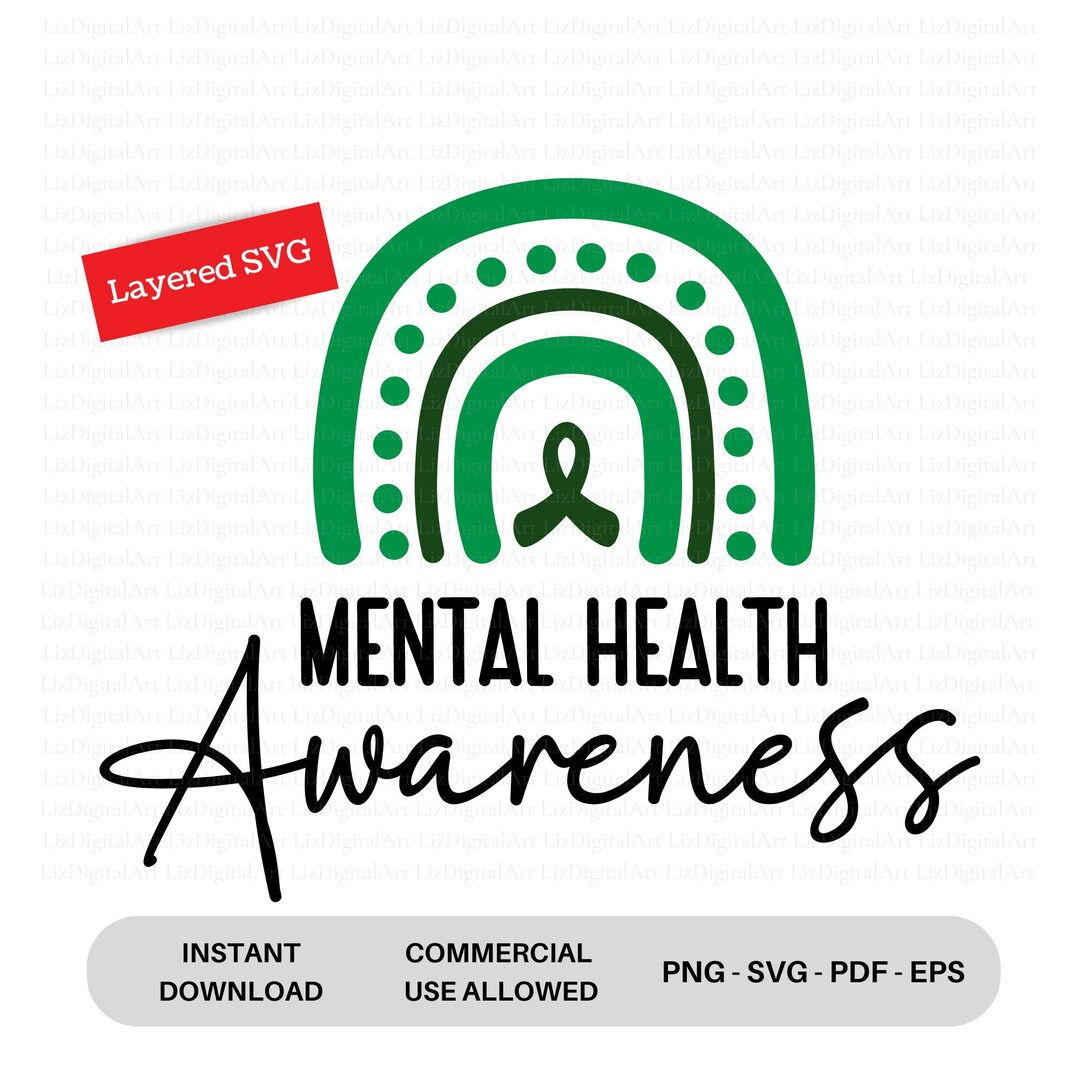 Mental Health Awareness Rainbow Svg, Brain Svg, Mental Health Awareness ...