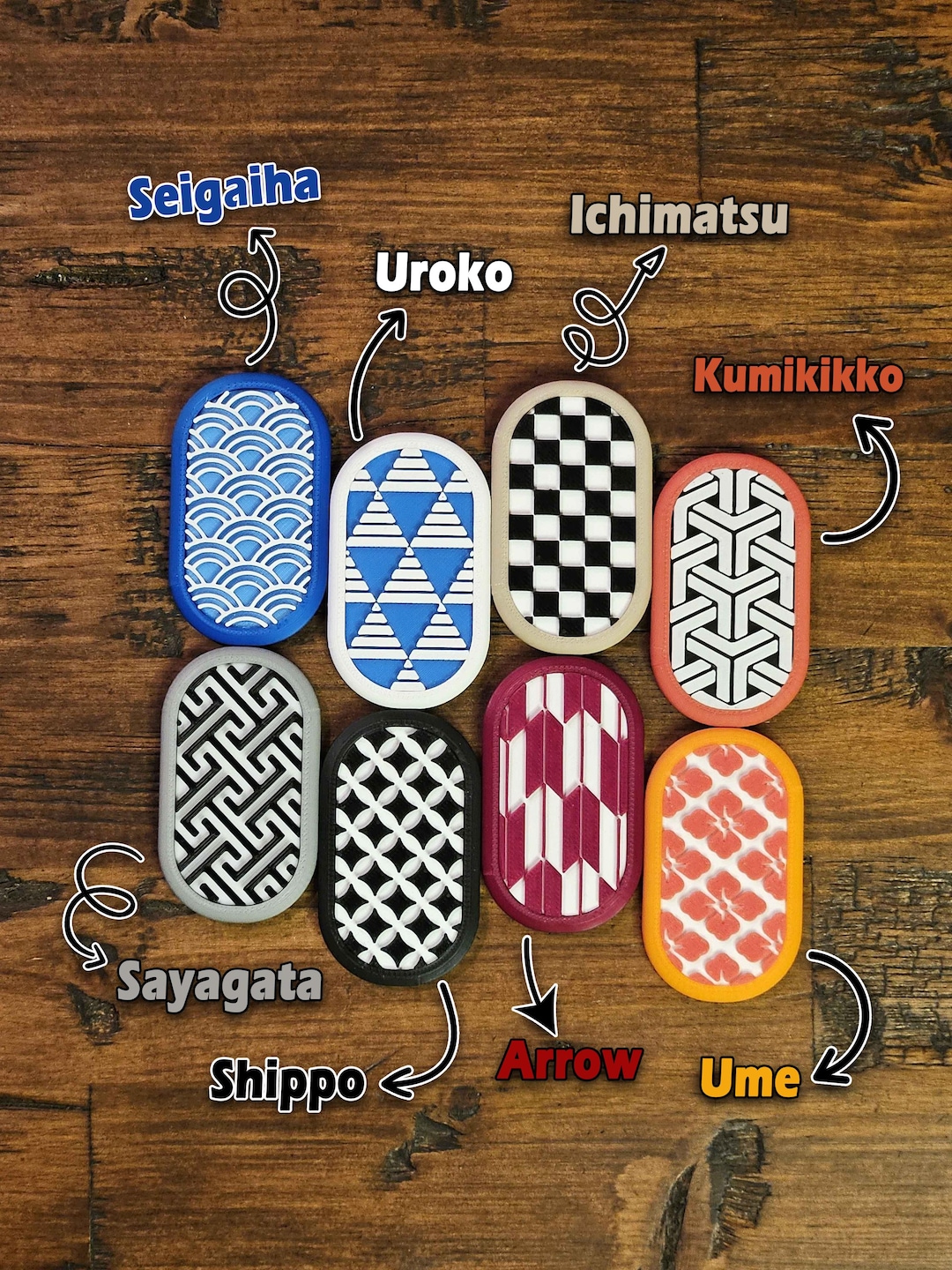 Japanese Pattern Fidget Slider – 3D Printed Haptic Sensory Toy - Etsy