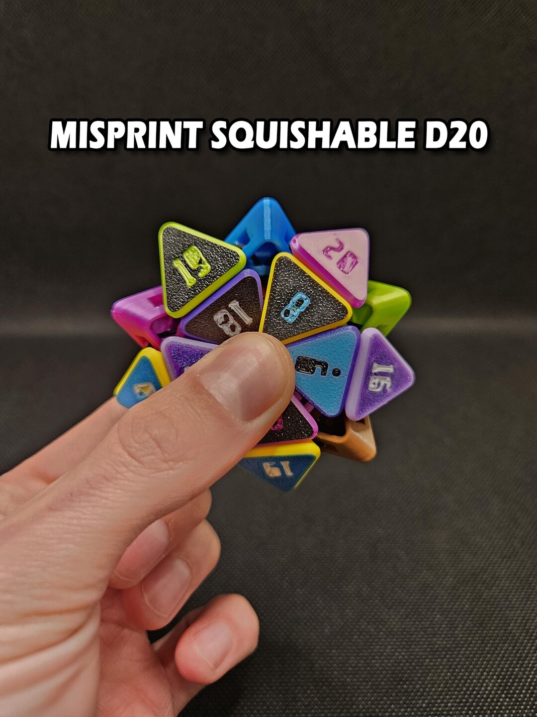 Patchwork/misprint Squishable D20 - Fidget Dice | Squishy Dice | Fidget Toy | Desk Toy | 3D ...
