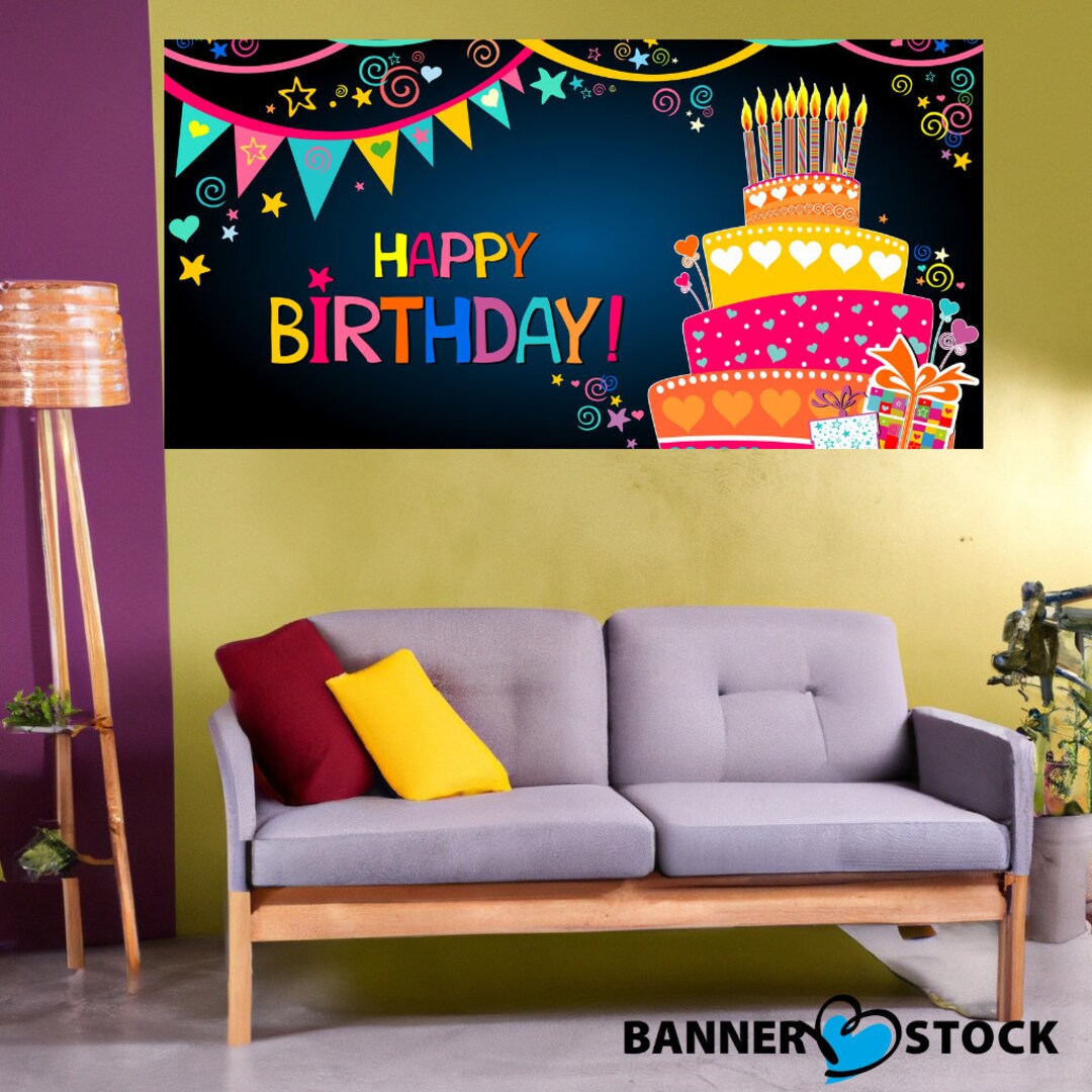 Happy Birthday Banner, Colorful Birthday Banner, Custom Birthday Banner ...