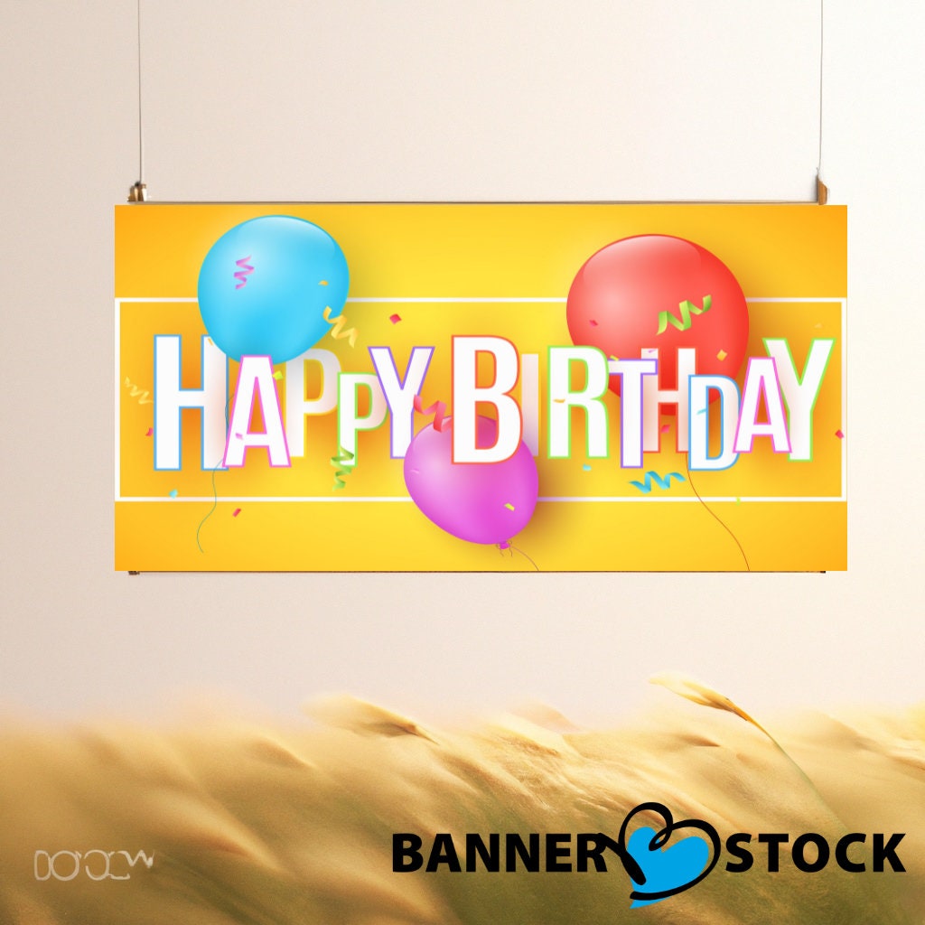 Happy Birthday Banner, Yellow Birthday Banner, Custom Birthday Banner ...