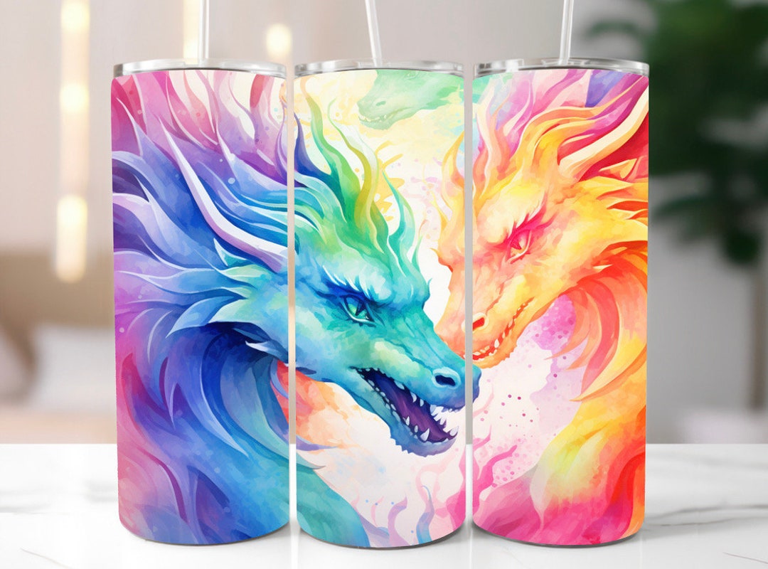 Mythical Rainbow Dragons Watercolor Art Sublimation Design - Etsy