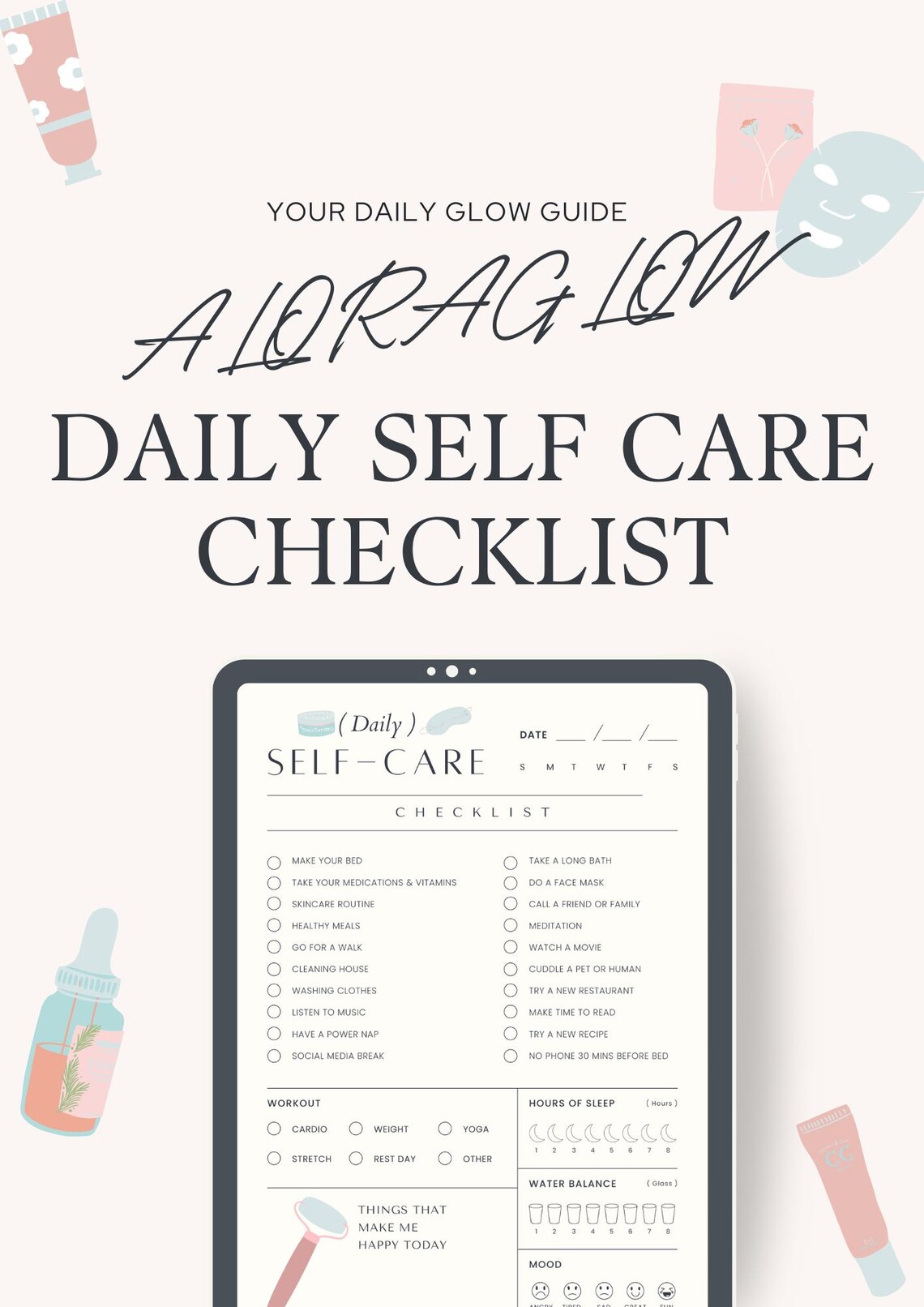 Printable Skincare Routine Checklist – Daily Self-care Tracker, Glow up ...