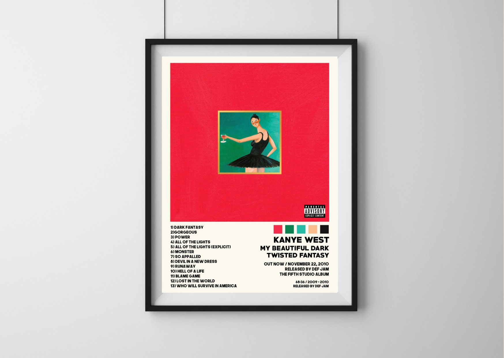 Kanye West - My Beautiful Dark Twisted Fantasy - Album Poster - Etsy