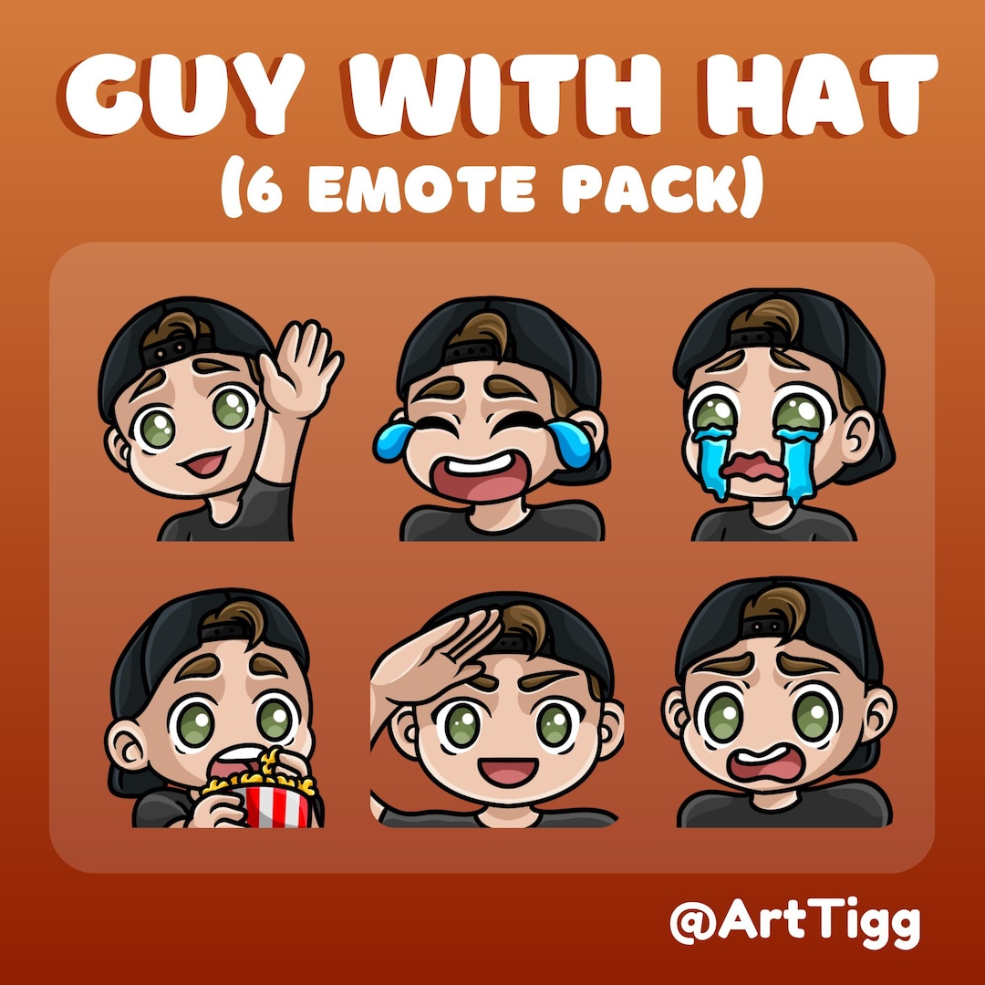 Light Brown Hair Guy With Hat Emotes (6) | Twitch | Discord | Youtube ...
