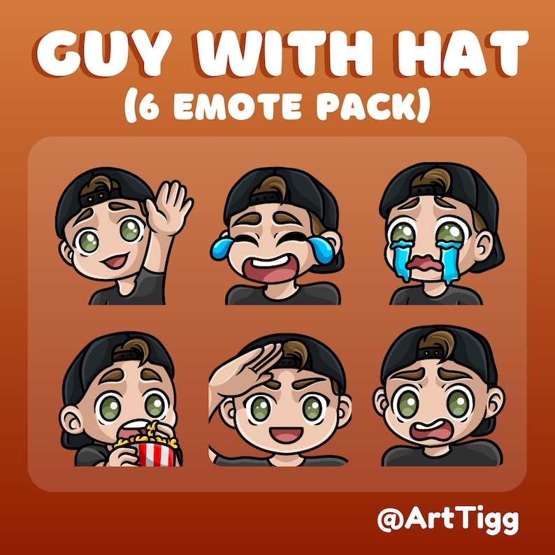 Light Brown Hair Guy With Hat Emotes (6) | Twitch | Discord | Youtube ...