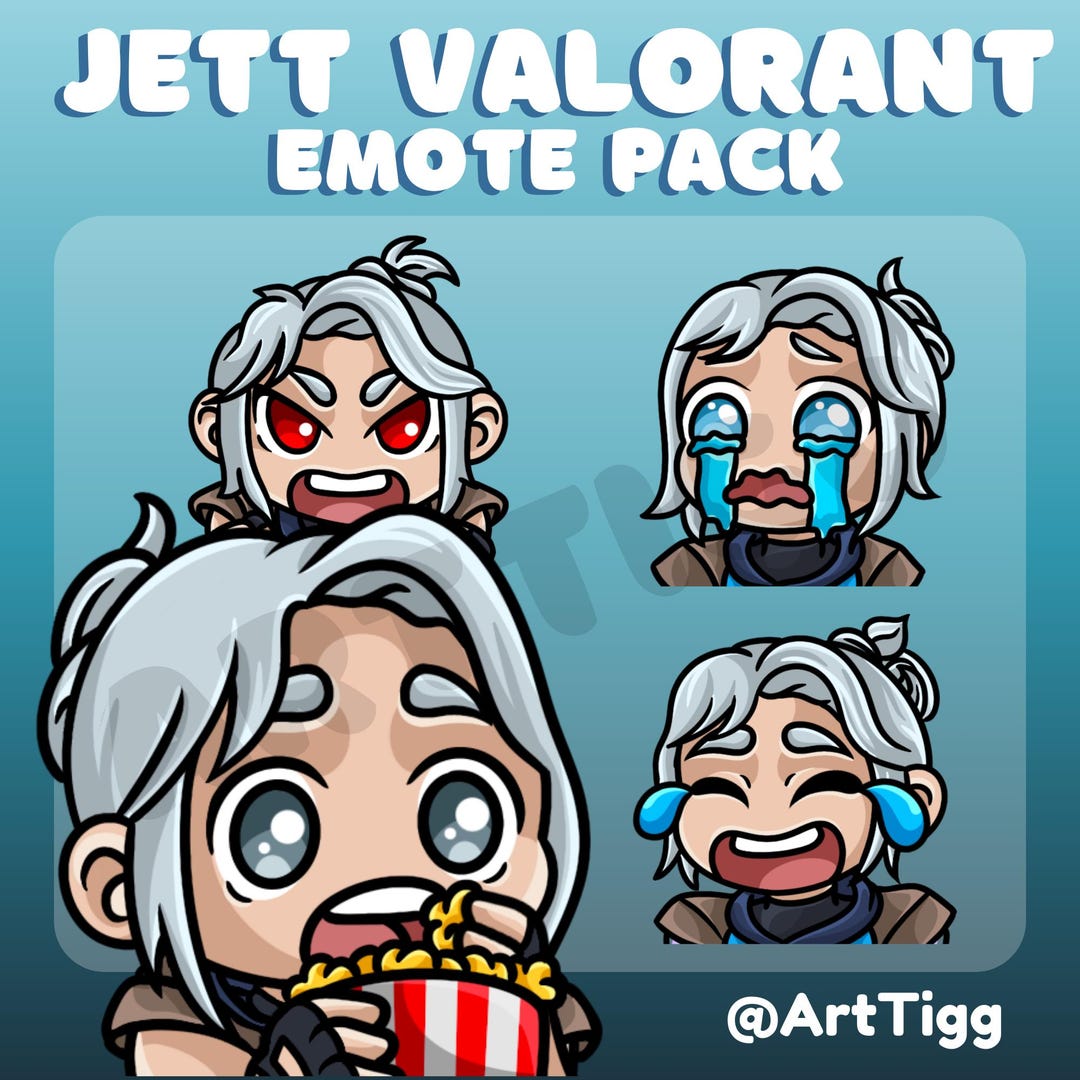 Jett Valorant Emote Pack – 4 Twitch Emotes for Streamers | Gaming ...