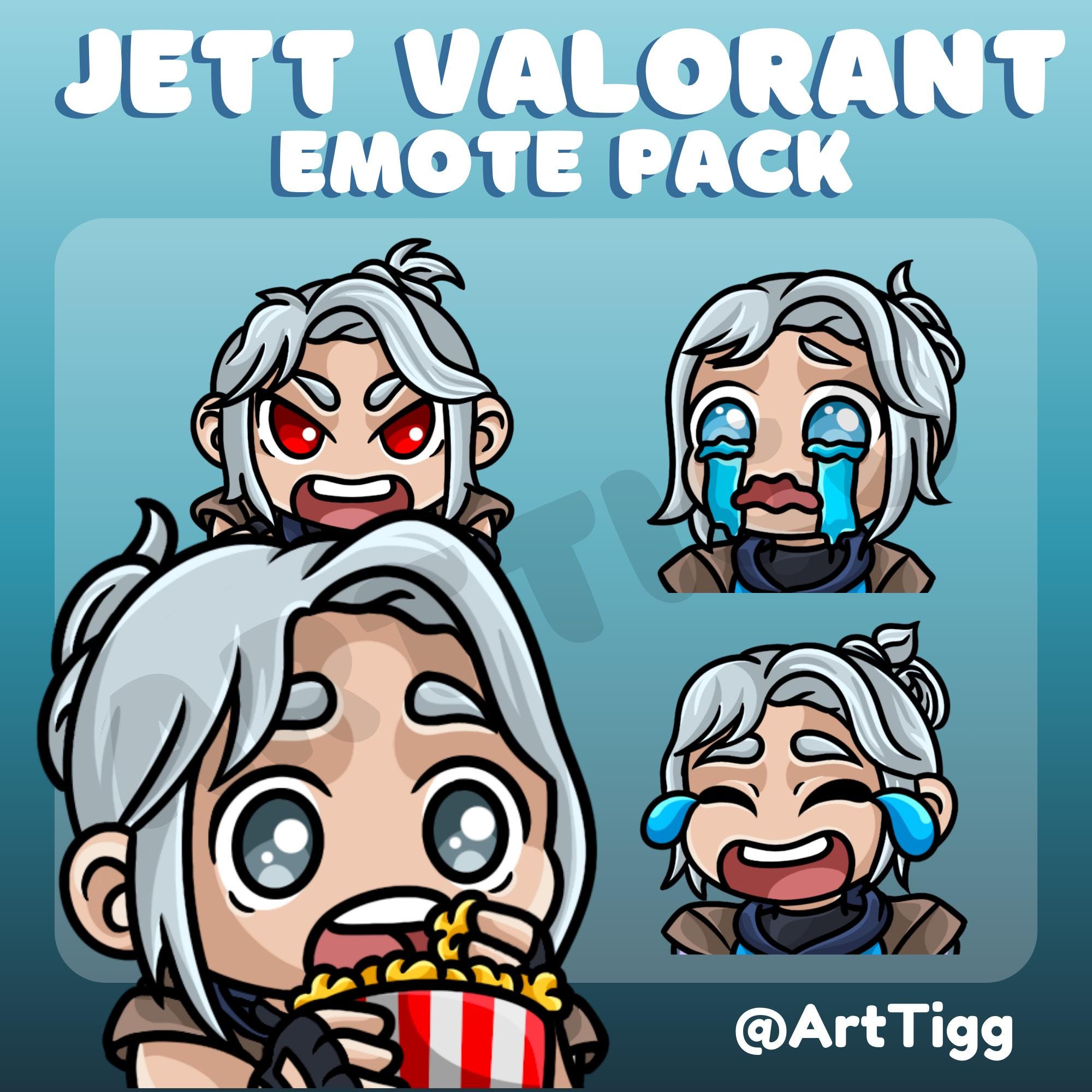 Jett Valorant Emote Pack – 4 Twitch Emotes for Streamers | Gaming ...