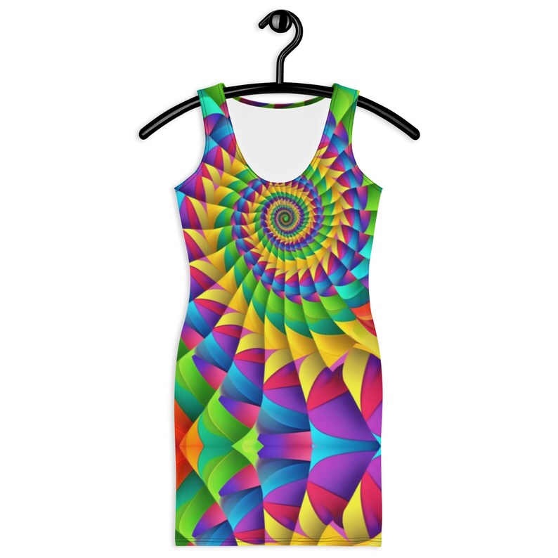 Rainbow Trippy Dress Festival Psychedelic Bodycon Carnival Tank Mini ...