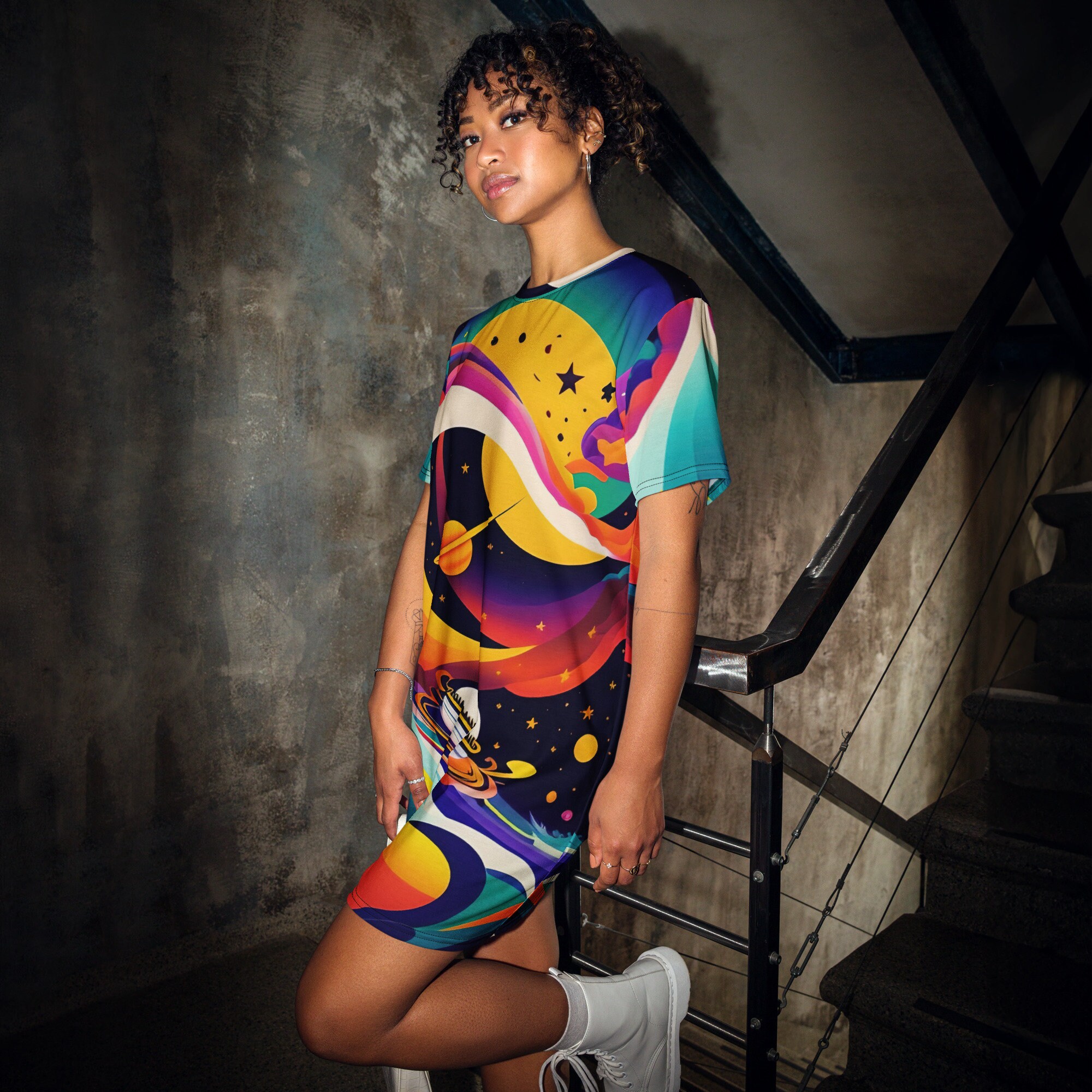 Galaxy Stars Nightgown Cosmos Nightie Planets Pajama Dress Astrology ...