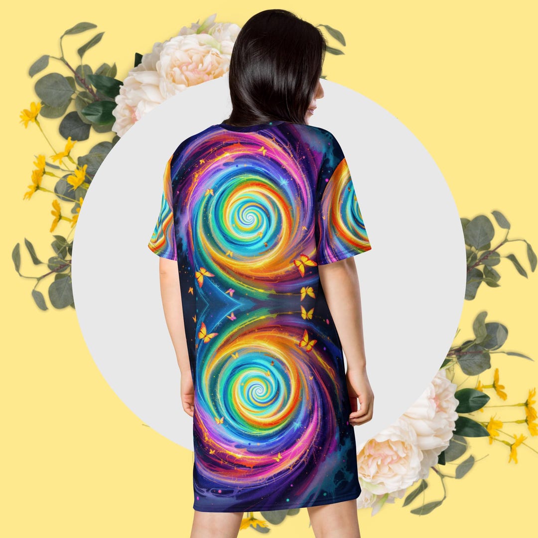 Hypnotic Butterfly Pajamas Rainbow Swirl Nightie Colorful T-shirt ...