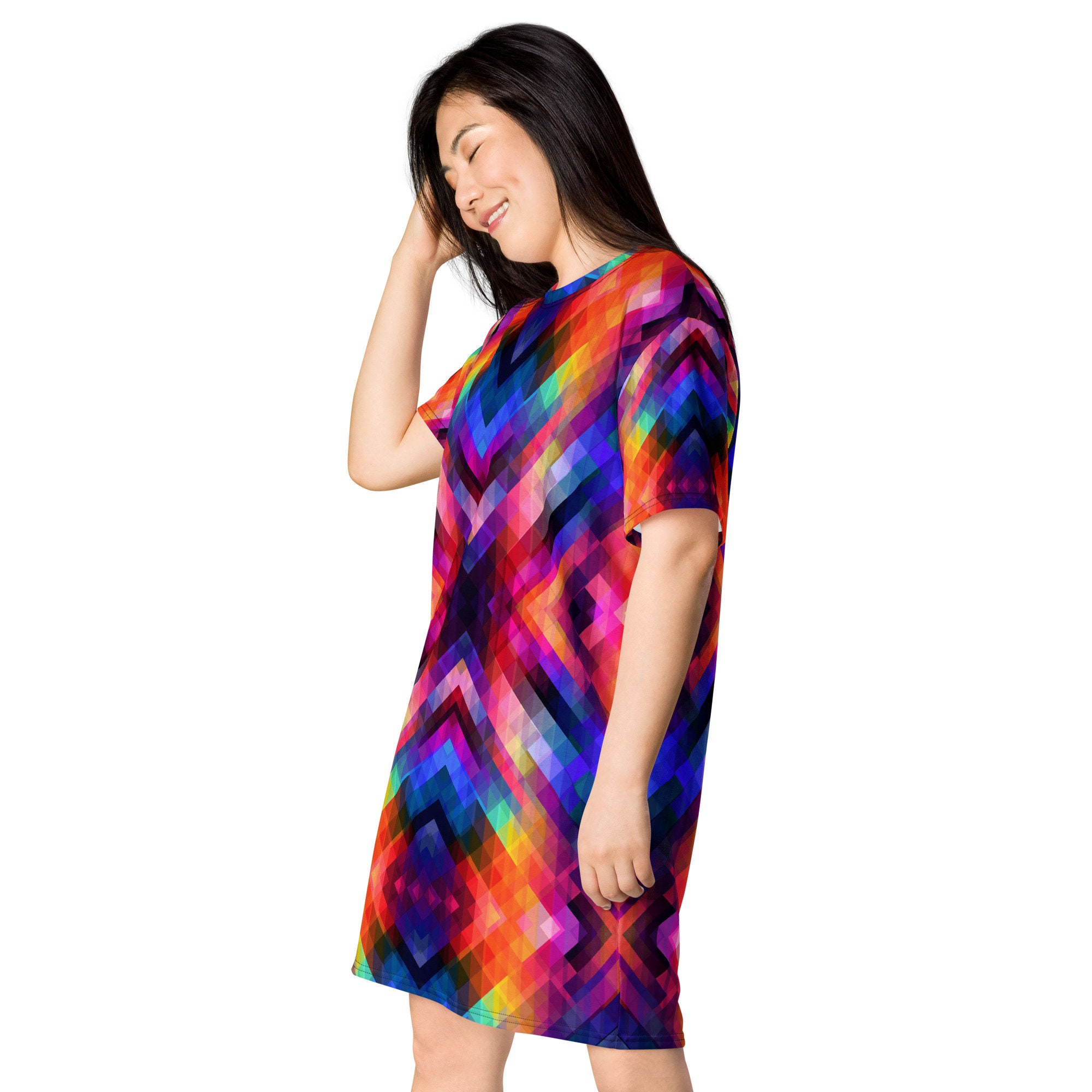 Neon Nightgown Pajamas Rainbow Colors Nightie Glow Sleep Tee Women's ...
