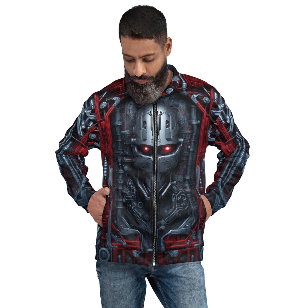 Cyborg Robot Jacket Men's Bomber Jackets Red Design Winter Coat Bionic ...