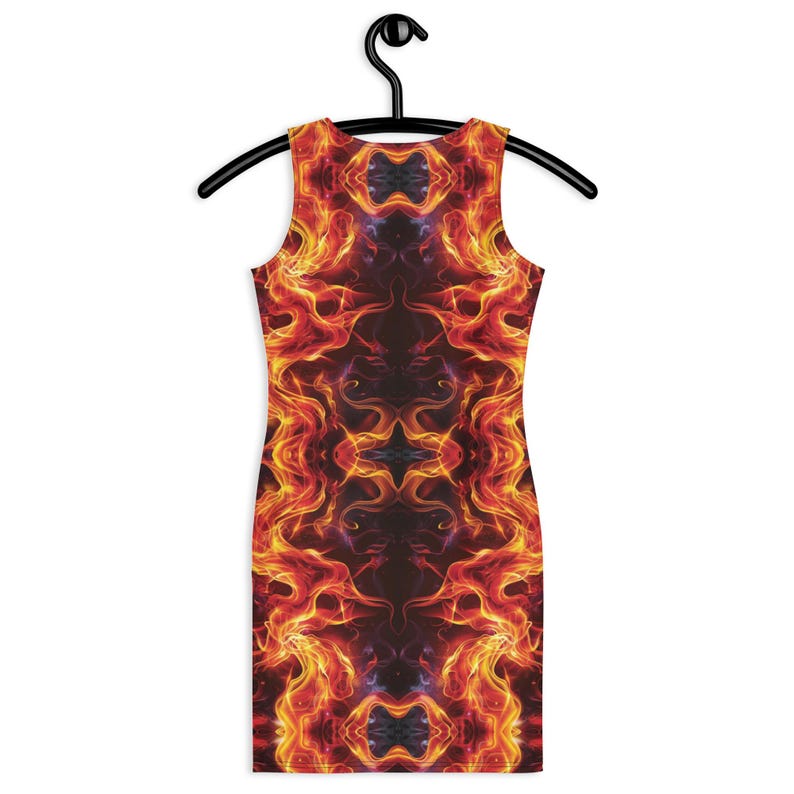 Inferno Flame Dress Blaze Fire Bodycon Fitted Tight Bold Summer Outfit ...