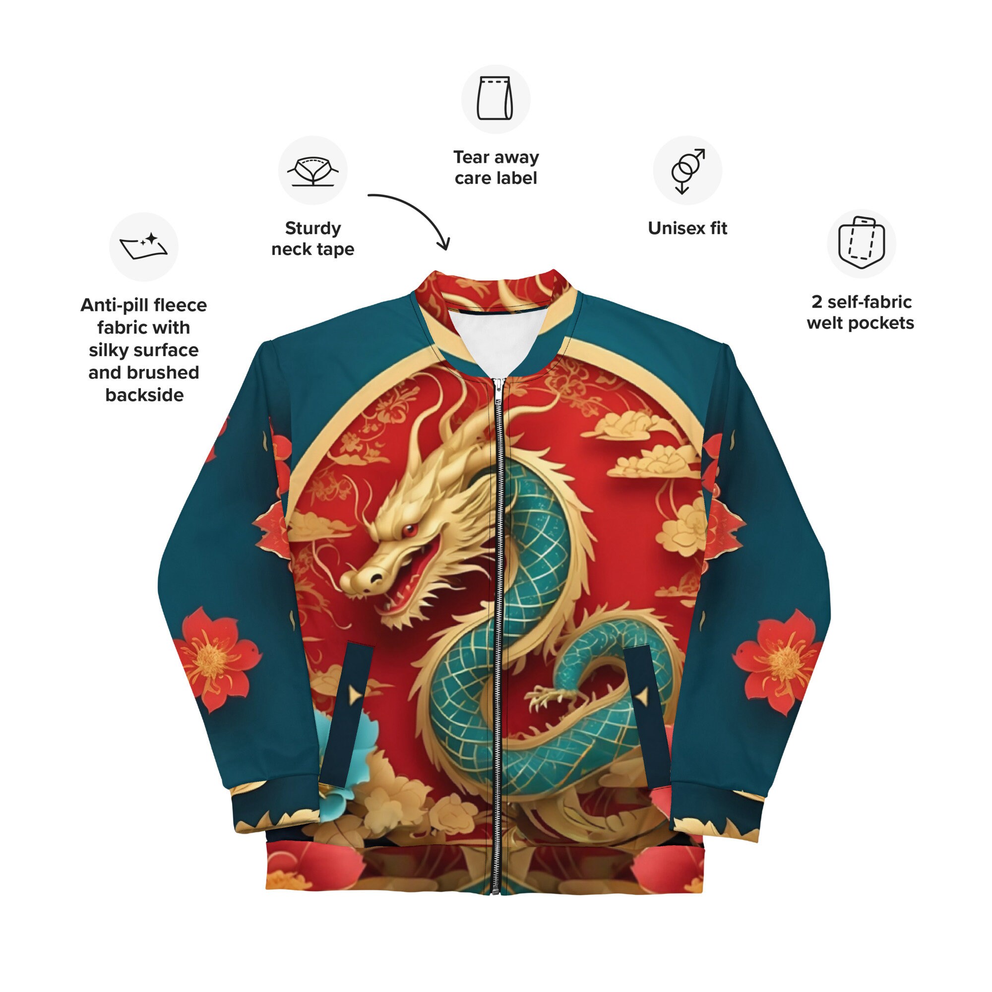 Dragon Jacket Coat Women's Bomber Jackets Mystical Design Coats With ...