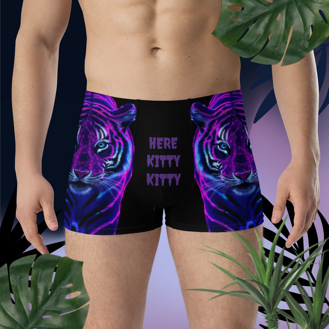 Tiger Neon Boxers Men's Purple Kitty Underwear Husband Gifts Boxer ...