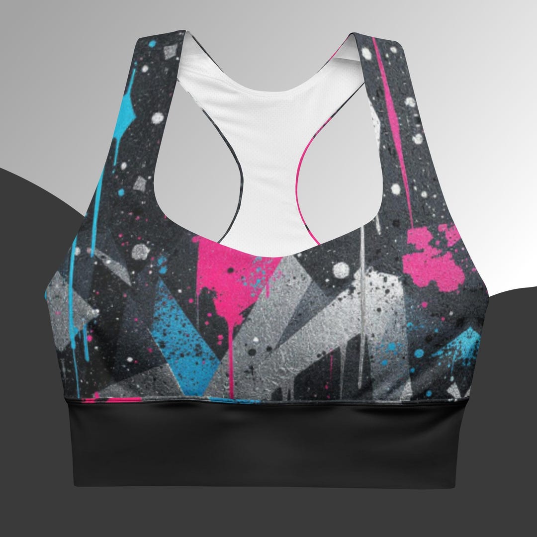 Urban Silver Yoga Top Hot Pink Sports Bra Plus Size Graffiti Bralette ...