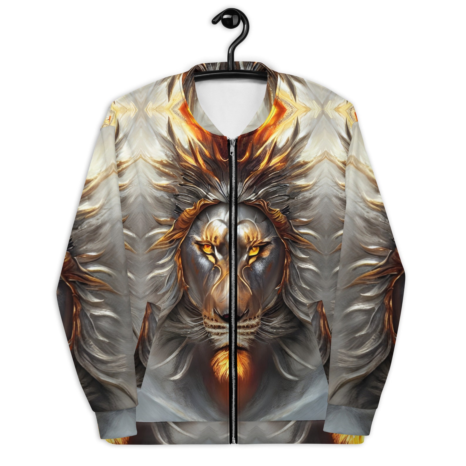 Platinum Lion Jacket Men's Fire Design Bomber Jackets Silver Winter ...