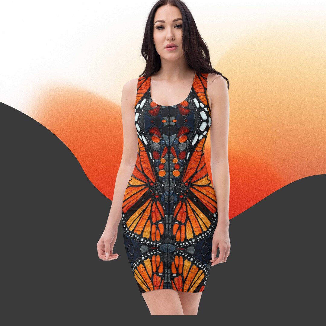 Butterfly Wing Dress Costume Bodycon Monarch Outfit Fitted Body Hug ...