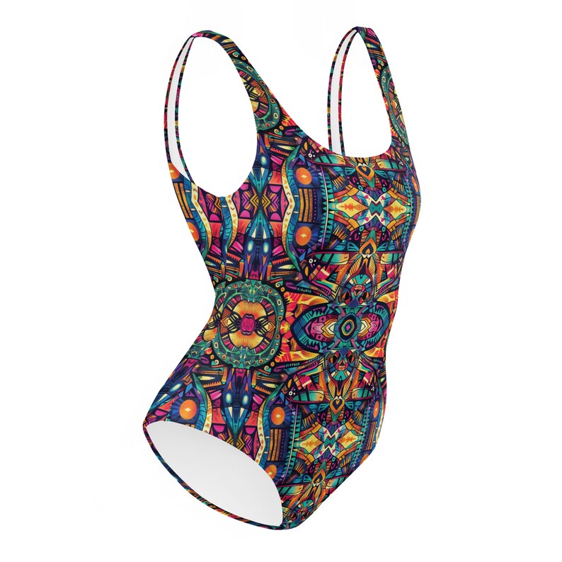Tribal Swimsuit Abstract Swimwear Cheeky Bathing Suit Women's One Piece ...