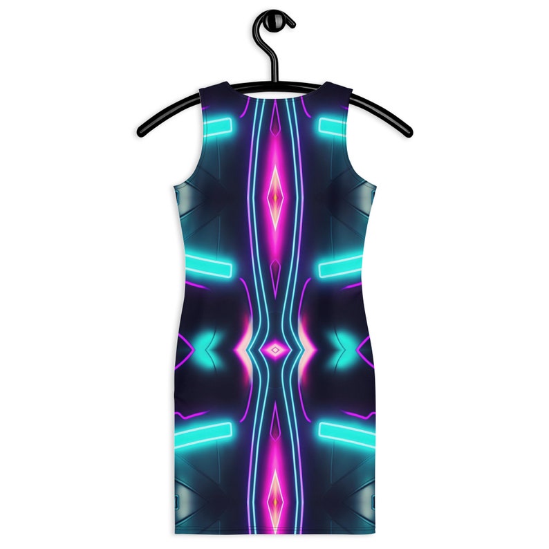 Techno Dance Dress Rave Bodycon Neon Glow Mini Dresses Clubwear Fitted ...