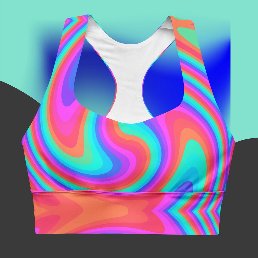 Neon Trippy Sports Bra Psychedelic Gym Top Women Yoga Bralette Funky ...