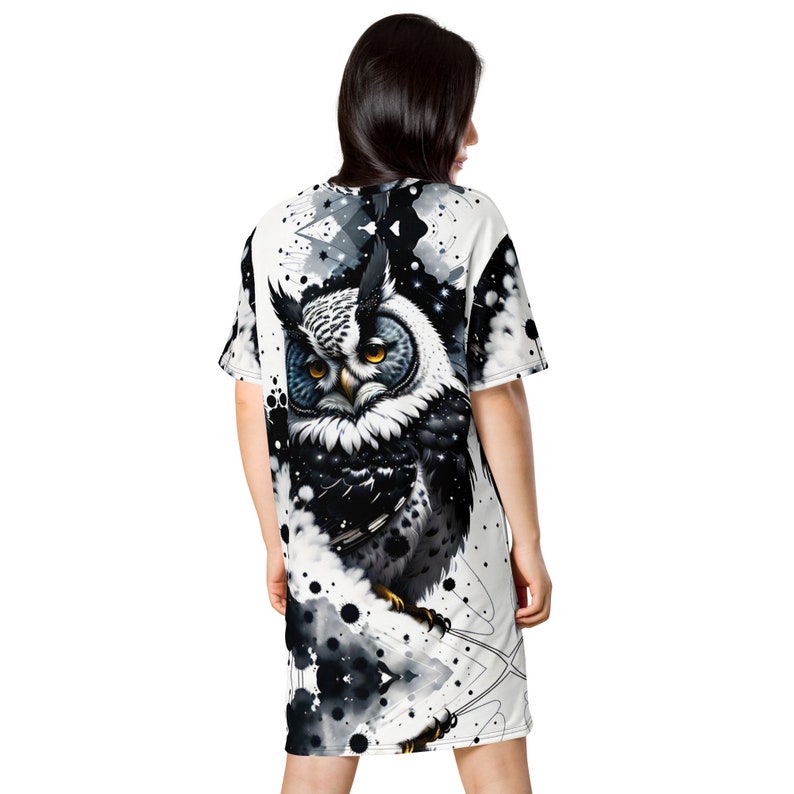 Owl Pajama Nightgown Spotted Bird Nightie T-shirt Dress Women's Comfy ...