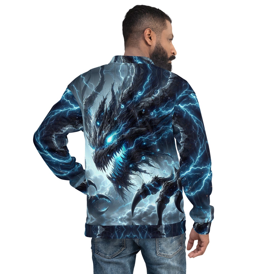 Electric Dragon Coat Men's Blue Lightning Mythical Glow Jacket ...