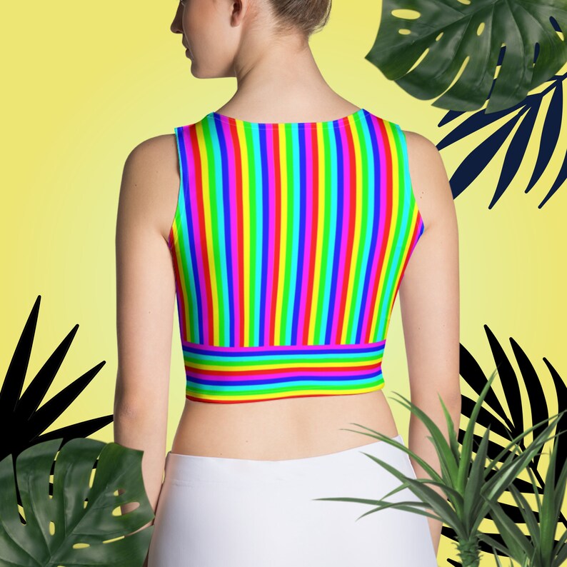 Neon Stripe Crop Top Bright Colorful Tank Top Cropped Style Women's ...