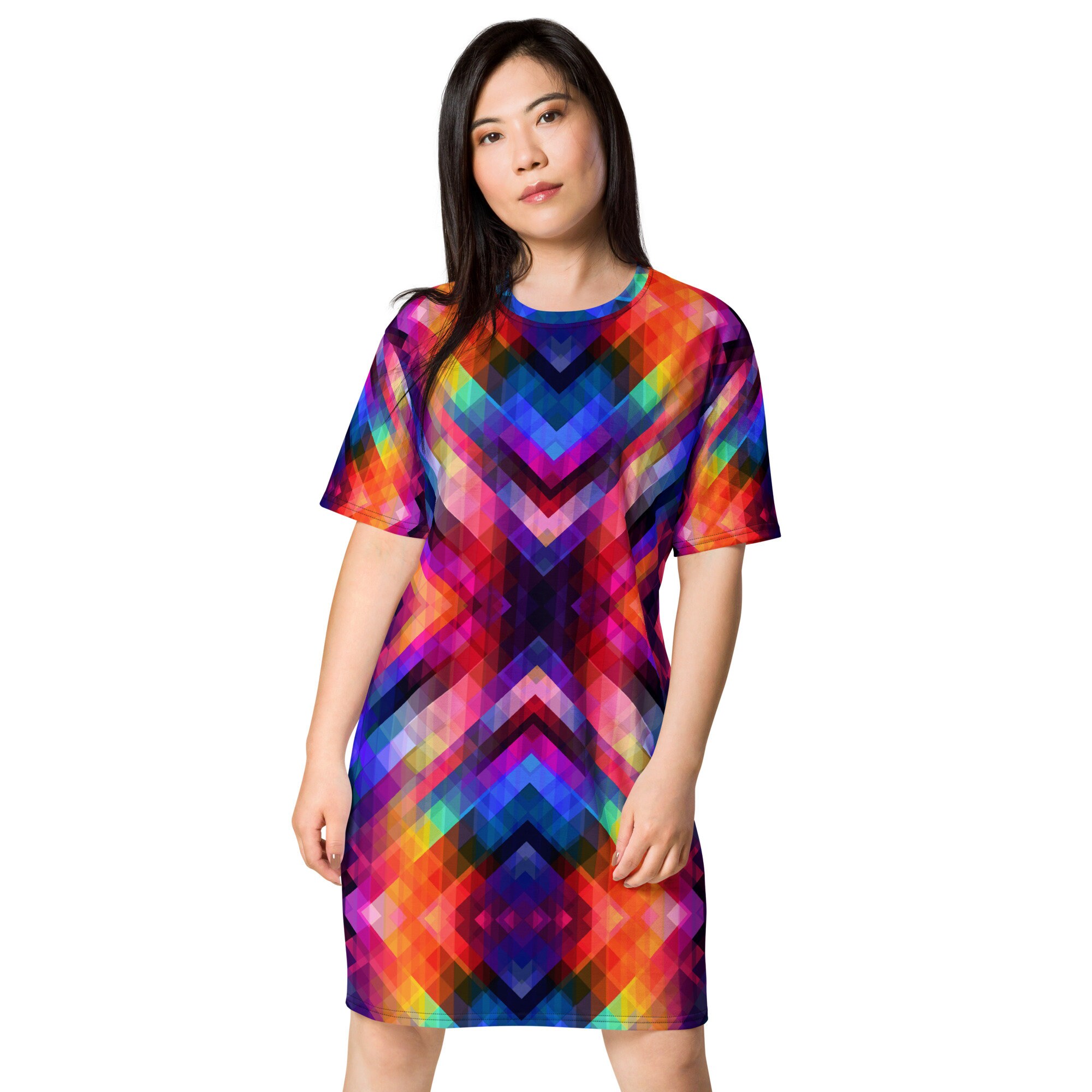 Neon Nightgown Pajamas Rainbow Colors Nightie Glow Sleep Tee Women's ...