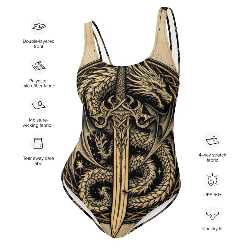 Dragon Swimsuit Fierce Fantasy Swimwear One Piece Mythical Bathing Suit ...