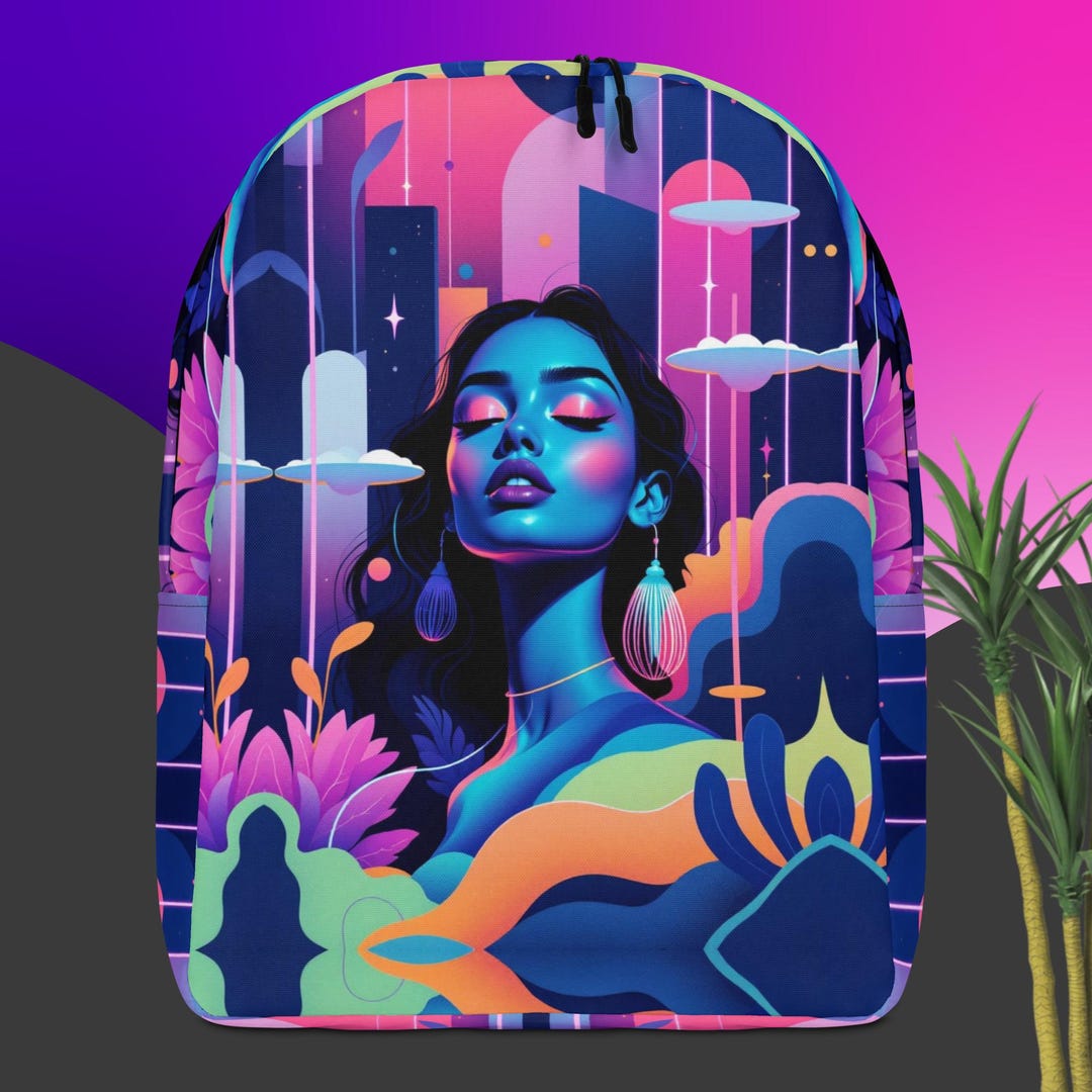 Neon Indigo Queen Bookbag Cosmic Artistic Backpack Pink Ransack Girl ...