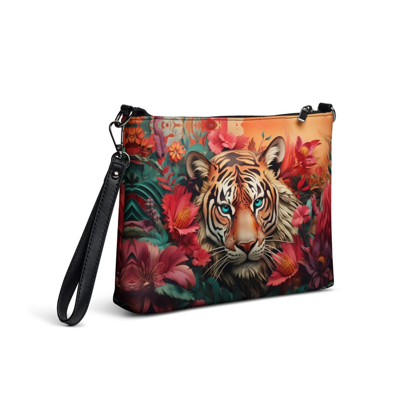 Tiger Crossbody Bag Purse Tropical Flower Design Purses Women's Floral ...