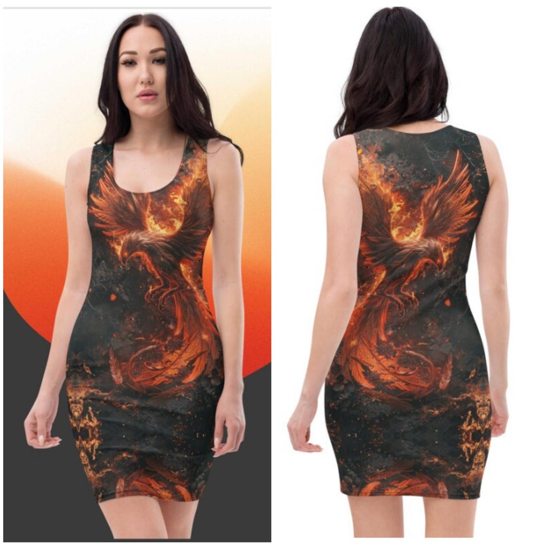 Fiery Phoenix Dress Rising Bodycon Fitted Tight Mythical Summer Outfit ...