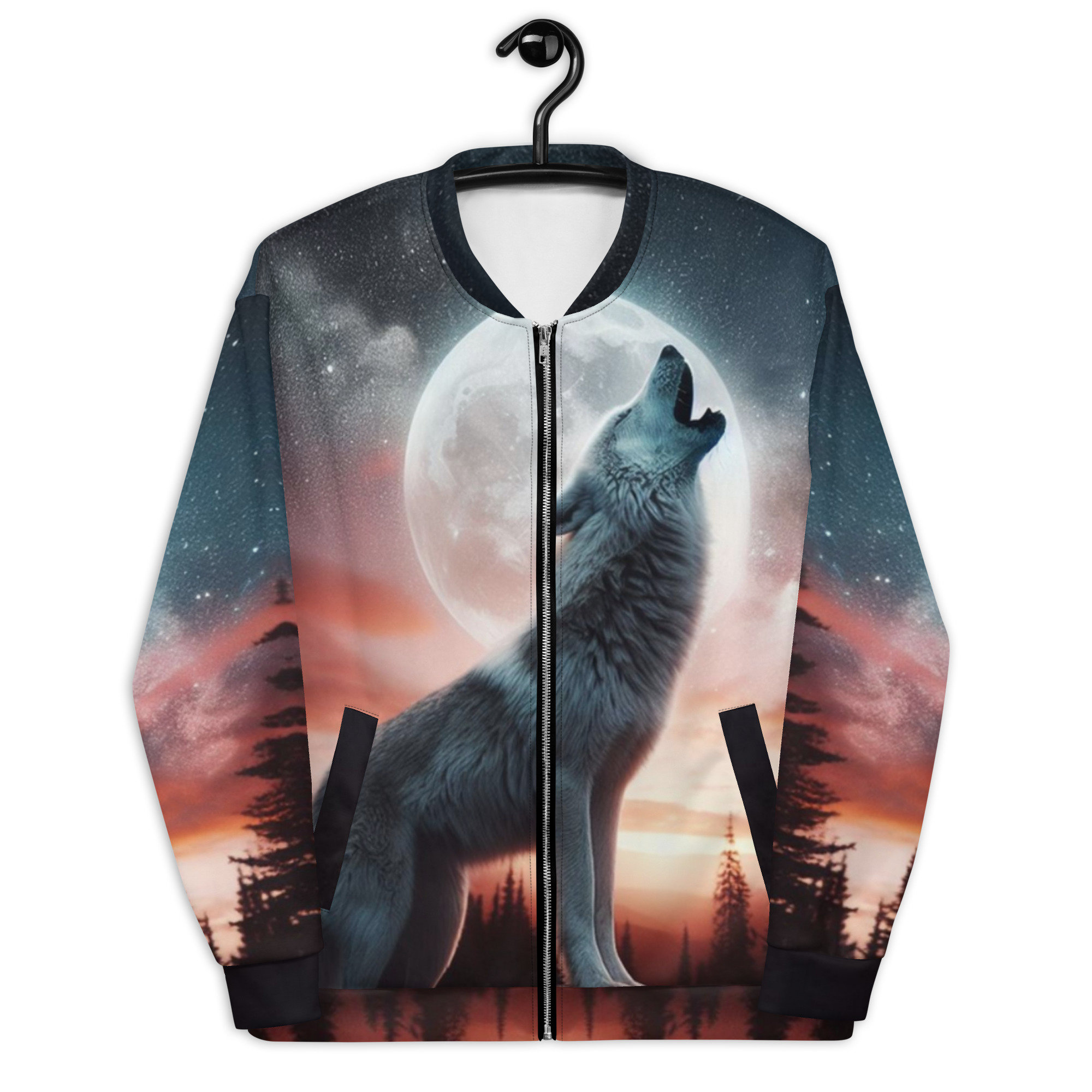Wolf Howl Bomber Jacket, Men's Women's Winter Coat, Design Stylish ...