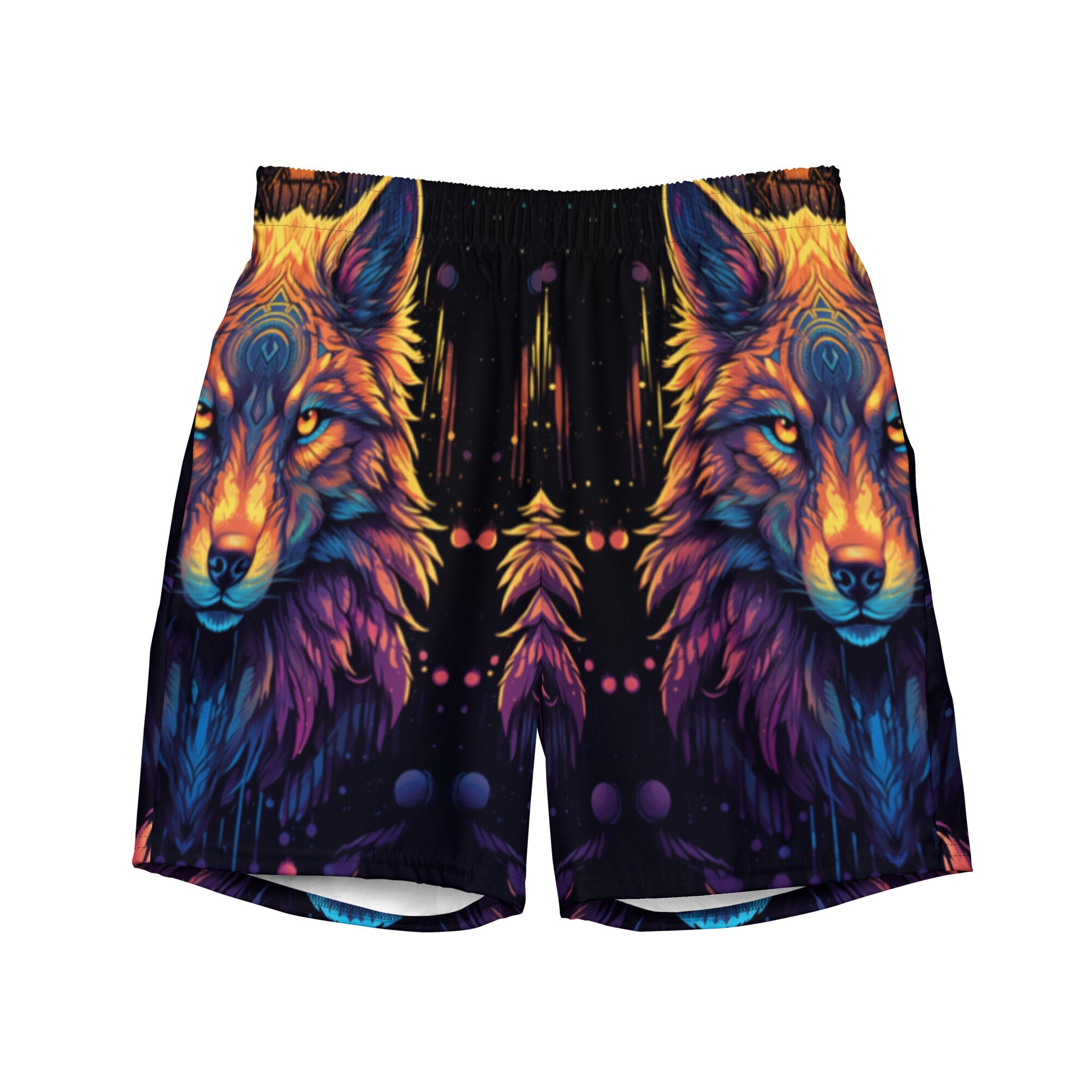 Tribal Wolf Swim Trunks Men's Beach Shorts Unique Swimwear Bathing Suit ...