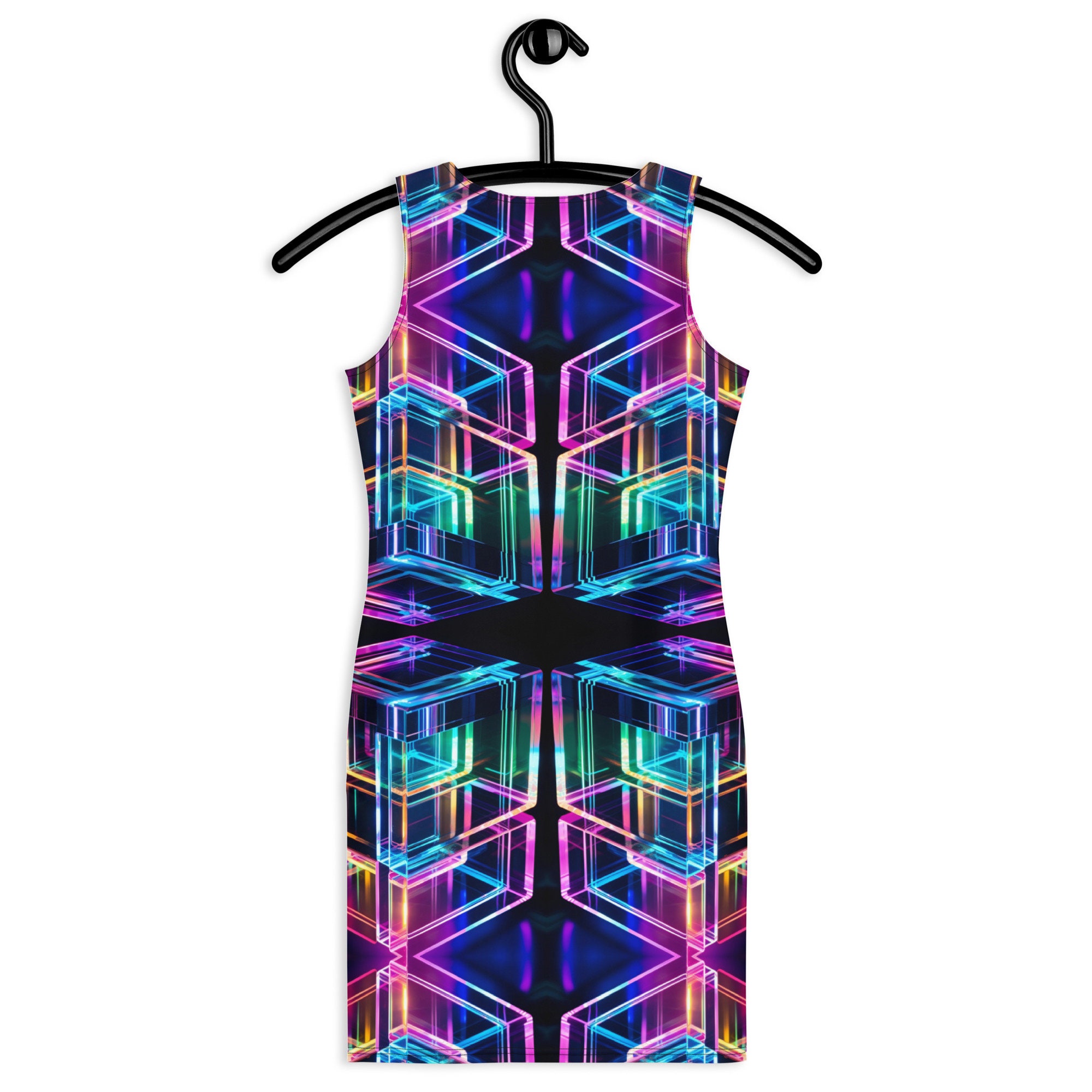 Techno 3-D Bodycon Dress Glow Design Mini Dresses Rave Style Party ...