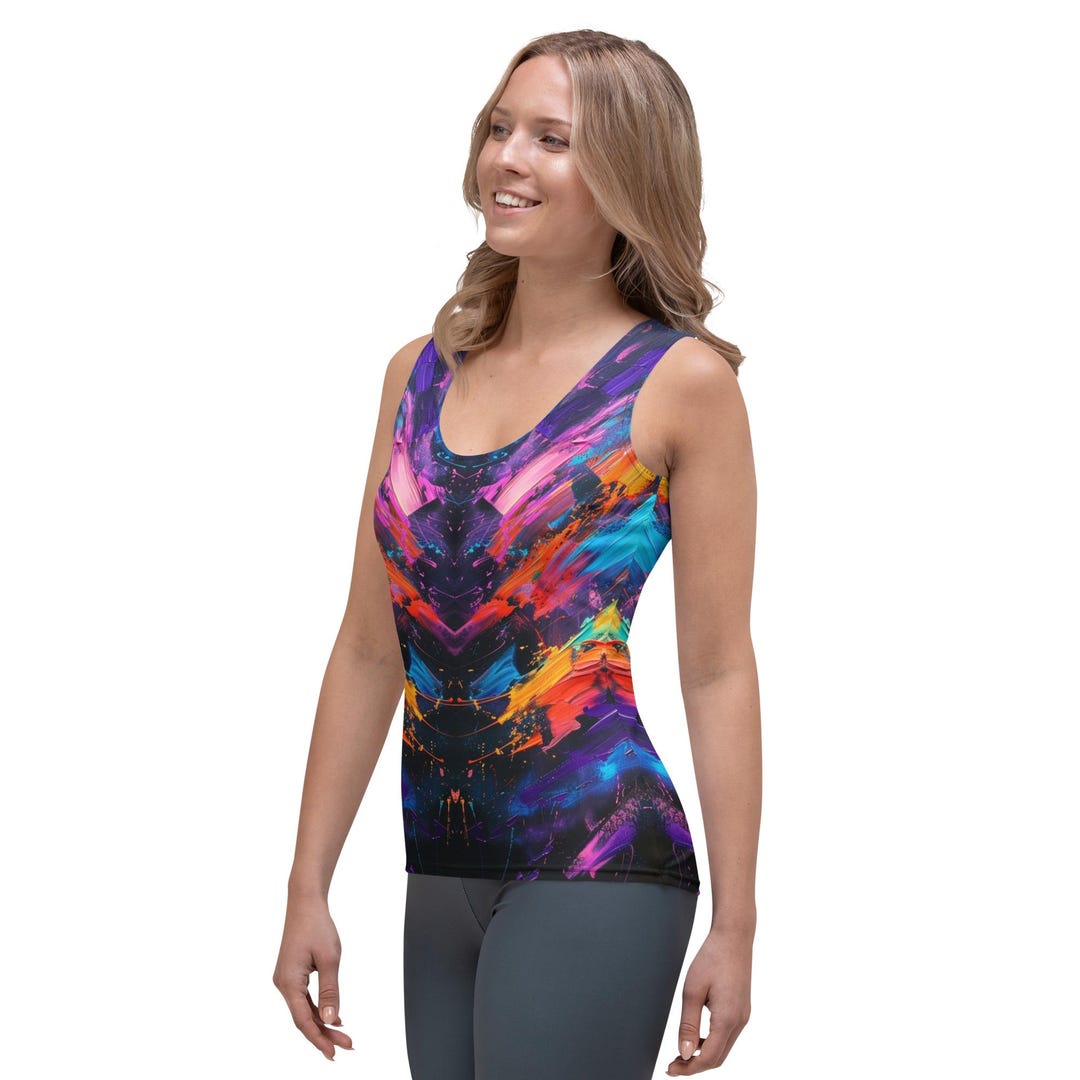 Pink Purple Tank Top Paint Smear Artistic Summer Shirt Women's Body ...