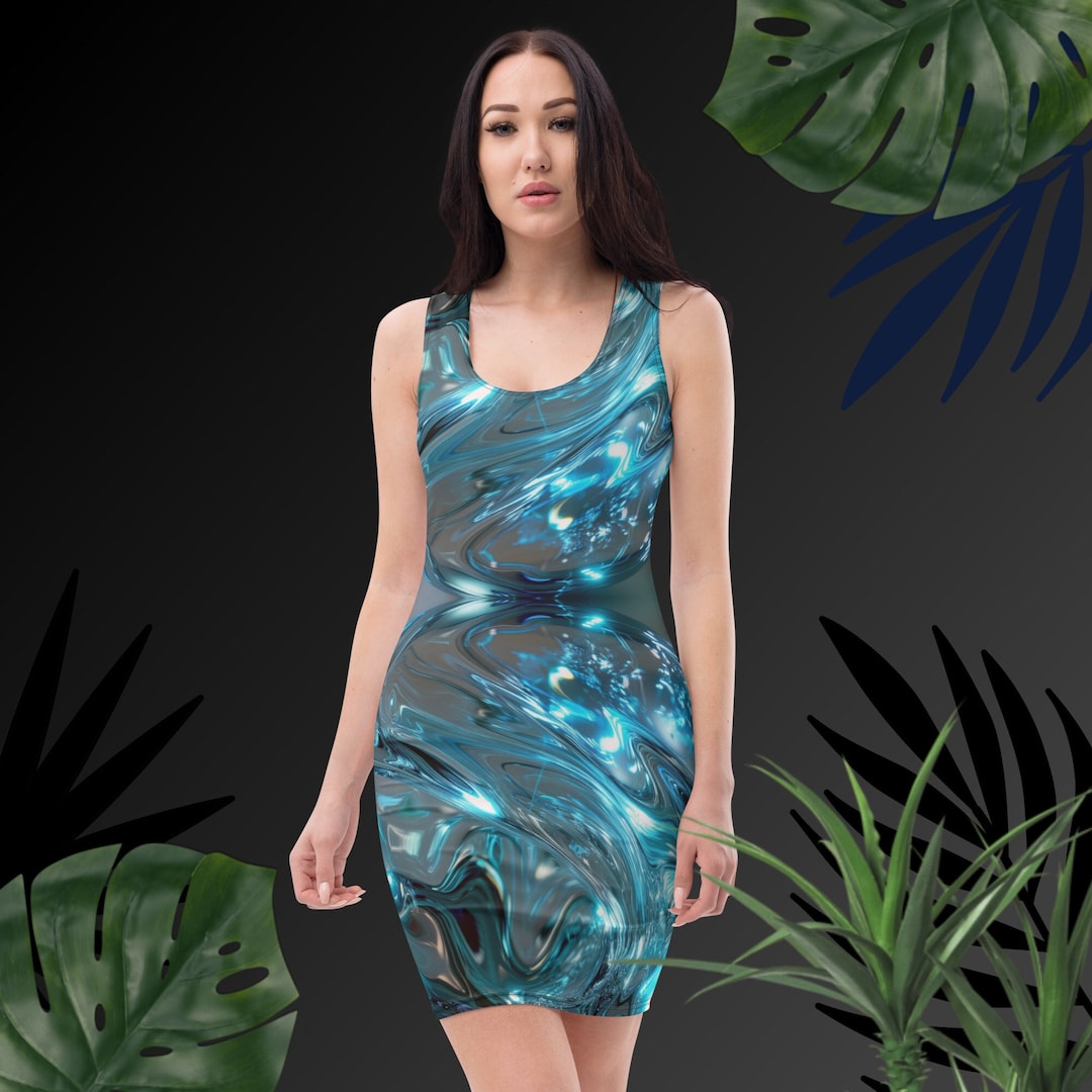 Holographic Dress Iridescent Bodycon Shimmer Shiny Mini Dresses ...