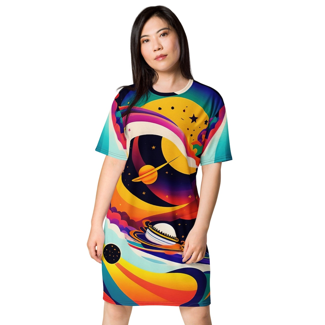 Galaxy Stars Nightgown Cosmos Nightie Planets Pajama Dress Astrology ...