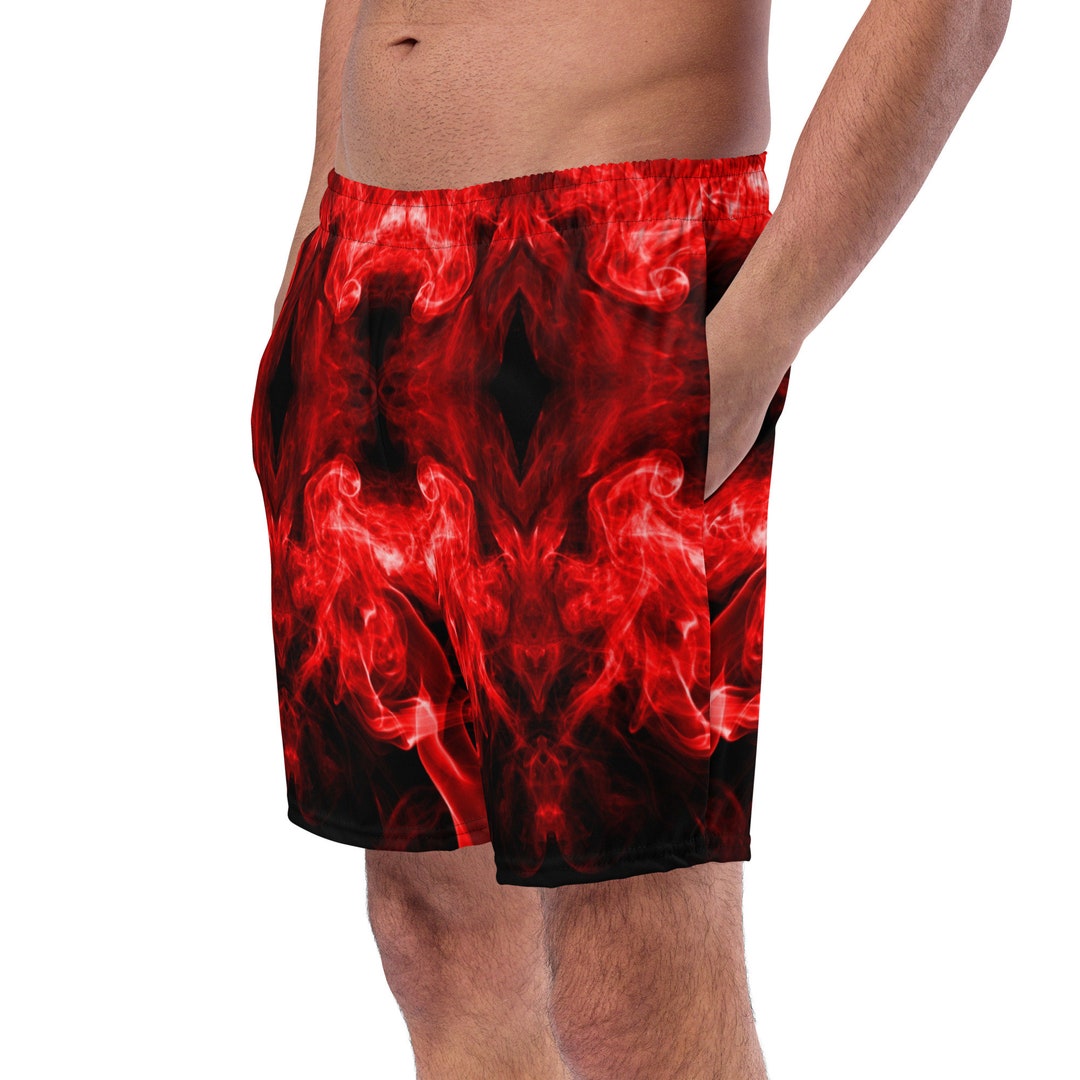 Men's Swim Trunks Red Fire Flames Beach Shorts With Pockets Swimsuit ...