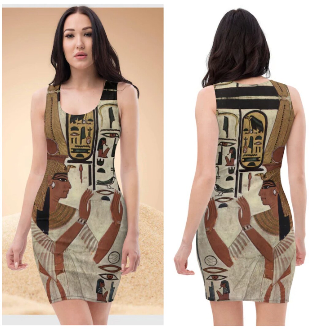 Egyptian Dress Bodycon Egypt Ancient Design Hieroglyphs Mini Dresses ...