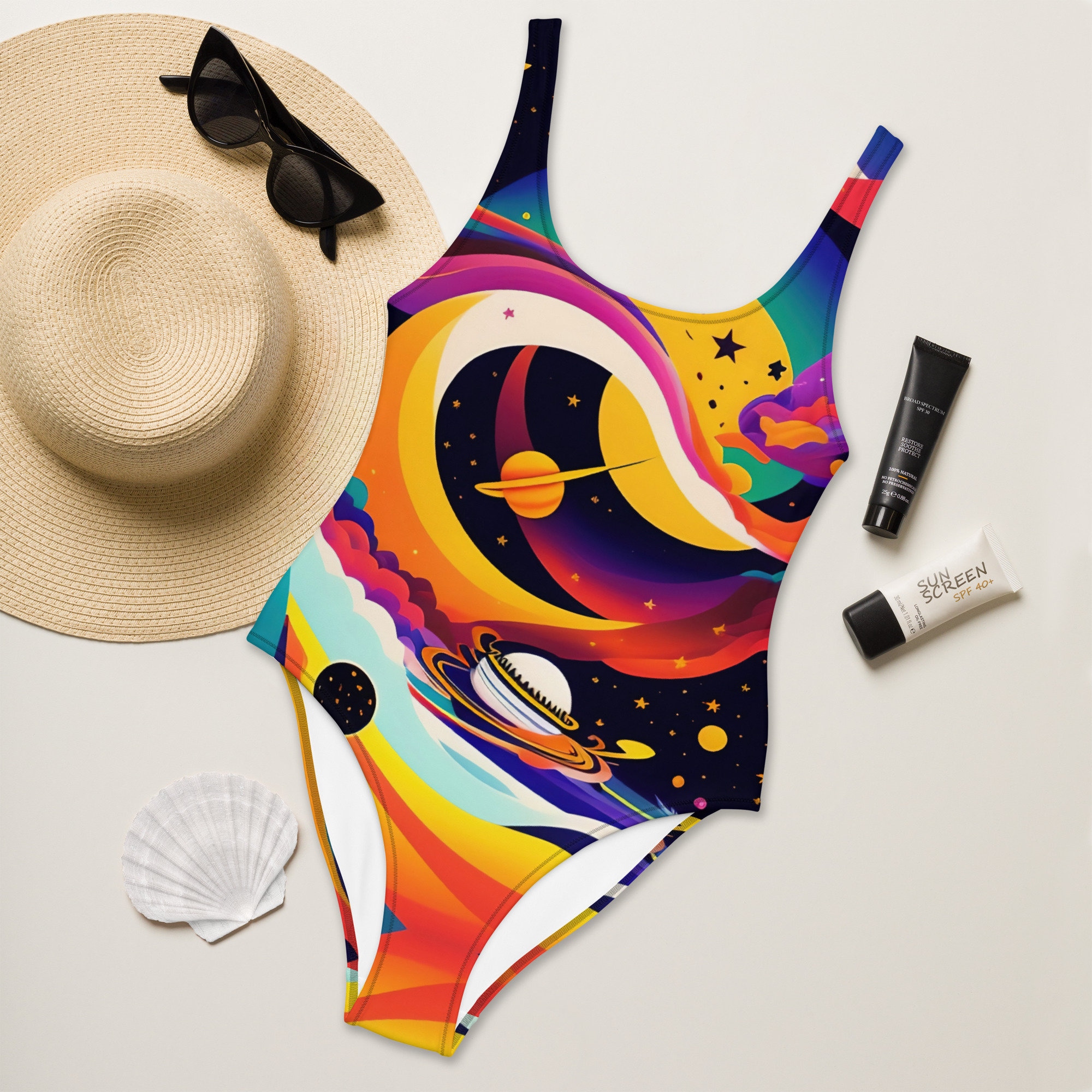 Galaxy Swimsuit Astrology Swimwear Planets Stars Bathing Suit Women's ...