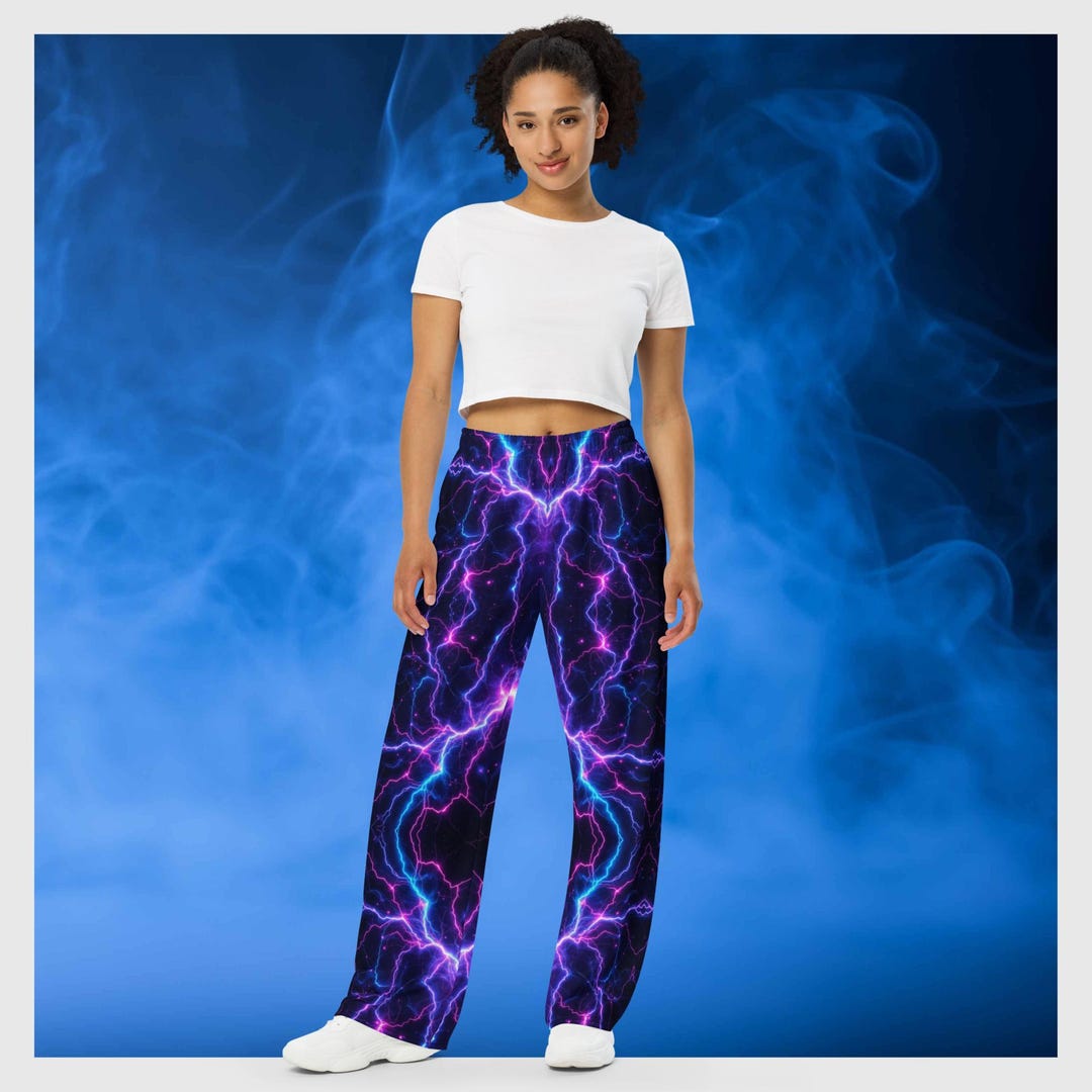 Lightning Pants Wide-leg Purple Neon Women Trousers Loose Baggy ...