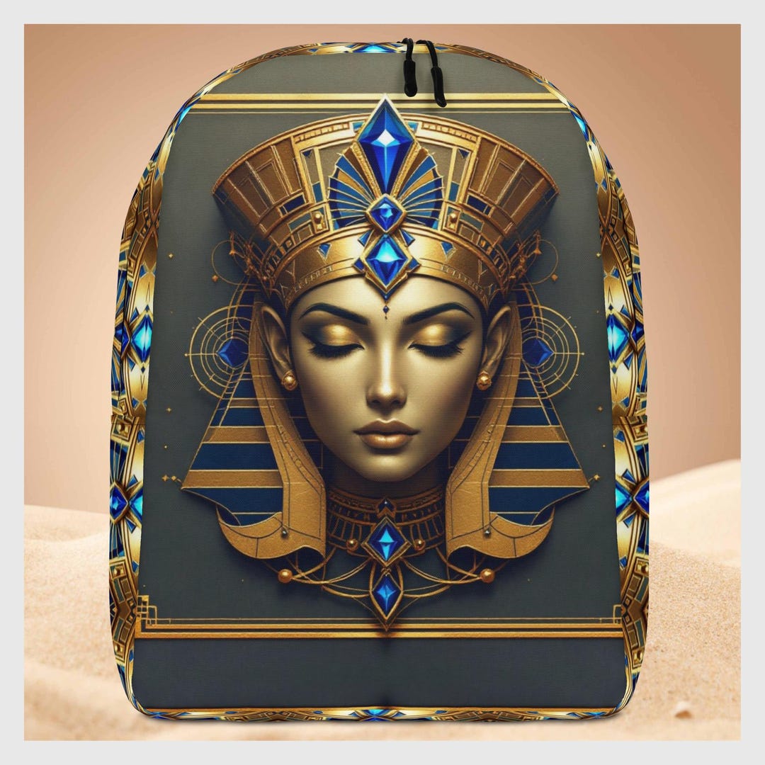 Gold Egypt Queen Backpack Sapphire Gem Bookbag Egyptian Goddess Travel ...