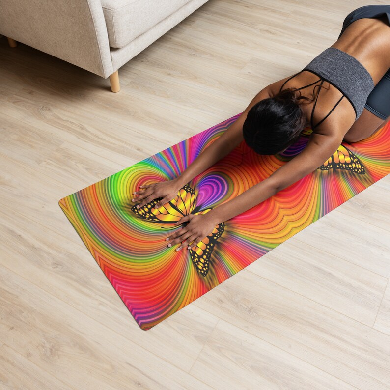 Butterfly Yoga Mat Colorful Gym Rug Women's Fitness - Etsy
