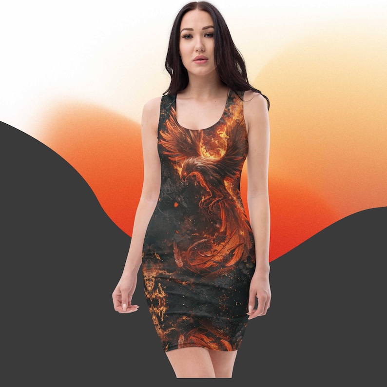 Fiery Phoenix Dress Rising Bodycon Fitted Tight Mythical Summer Outfit ...