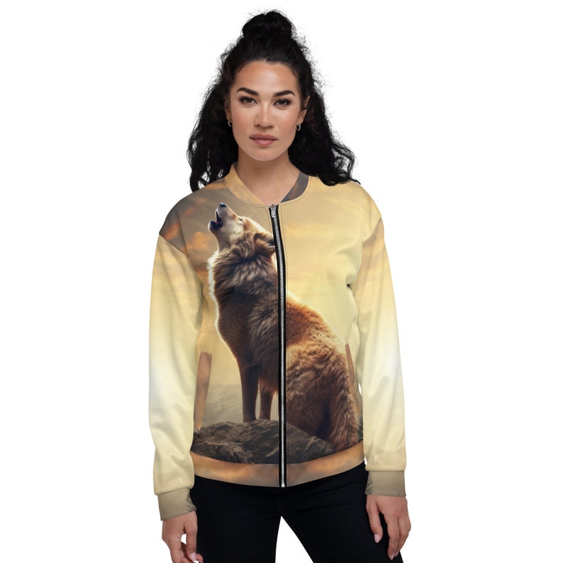 Men's Wolf Bomber Jacket Women's Howl Wolf Jacket - Etsy