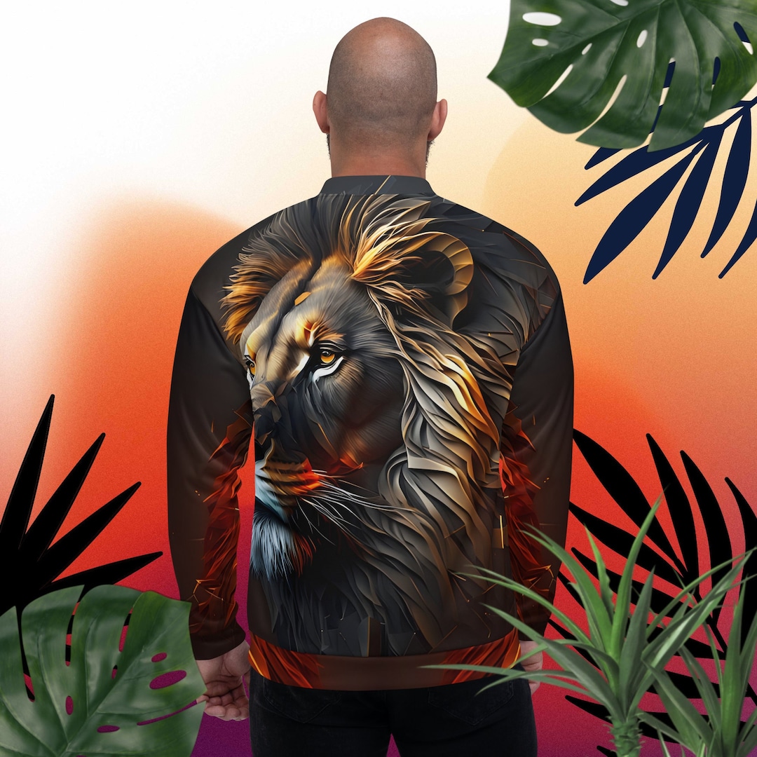 Men's Fierce Lion Jacket Design Winter Bomber Jacket - Etsy